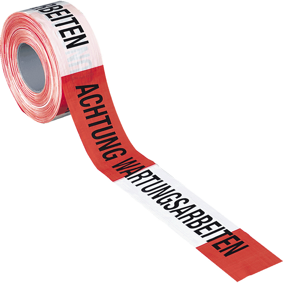 Absperrband Achtung Wartungsarbeiten, rot/weiß, 500m/Rolle einfach ...